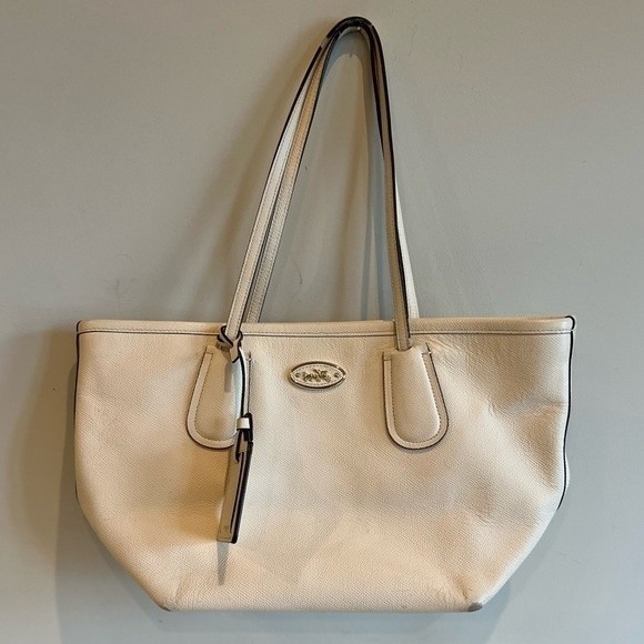 Coach | Bags | Coach Beige Leather Tote Bag | Poshmark